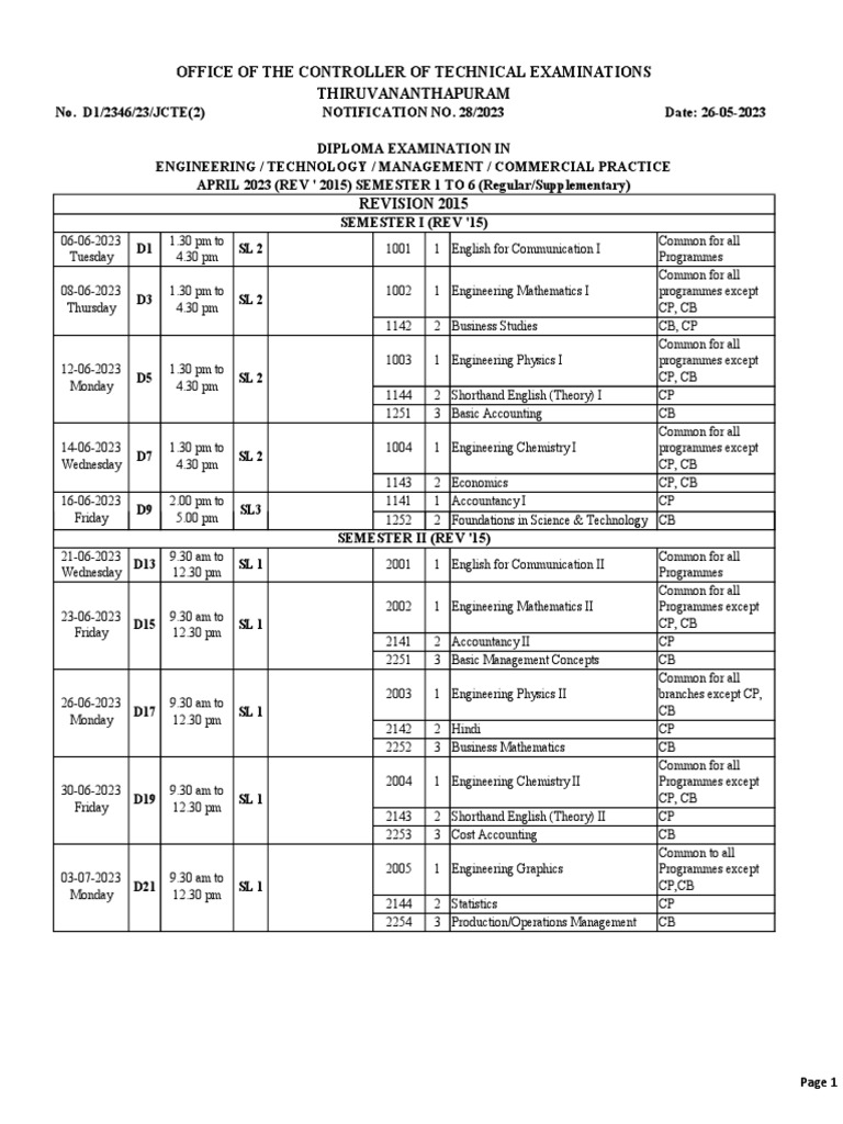 Time Table - April - 2023 - Rev15 | PDF | Engineering | Electrical ...