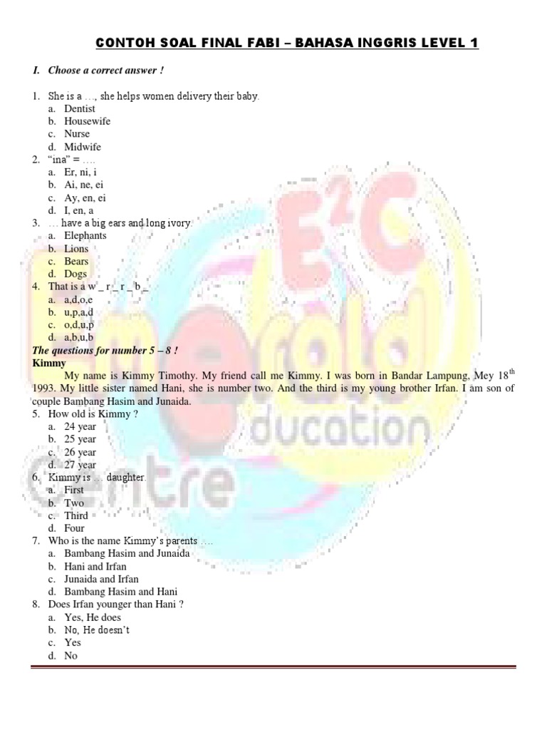 Contoh Soal Final Fabi - e 1 | PDF