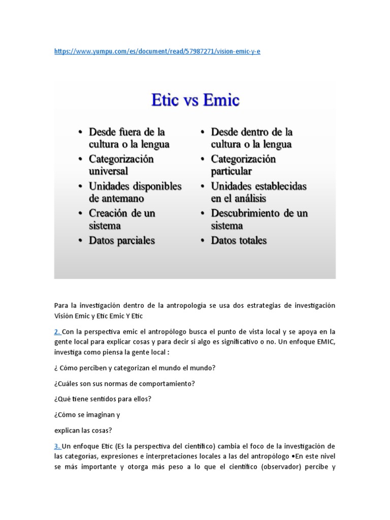 Emic y Etic | PDF | Antropología | Science