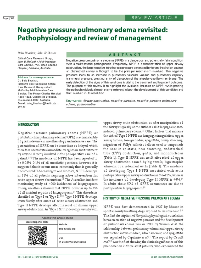 Negative pressure pulmonary edema NPPE 2011 | PDF