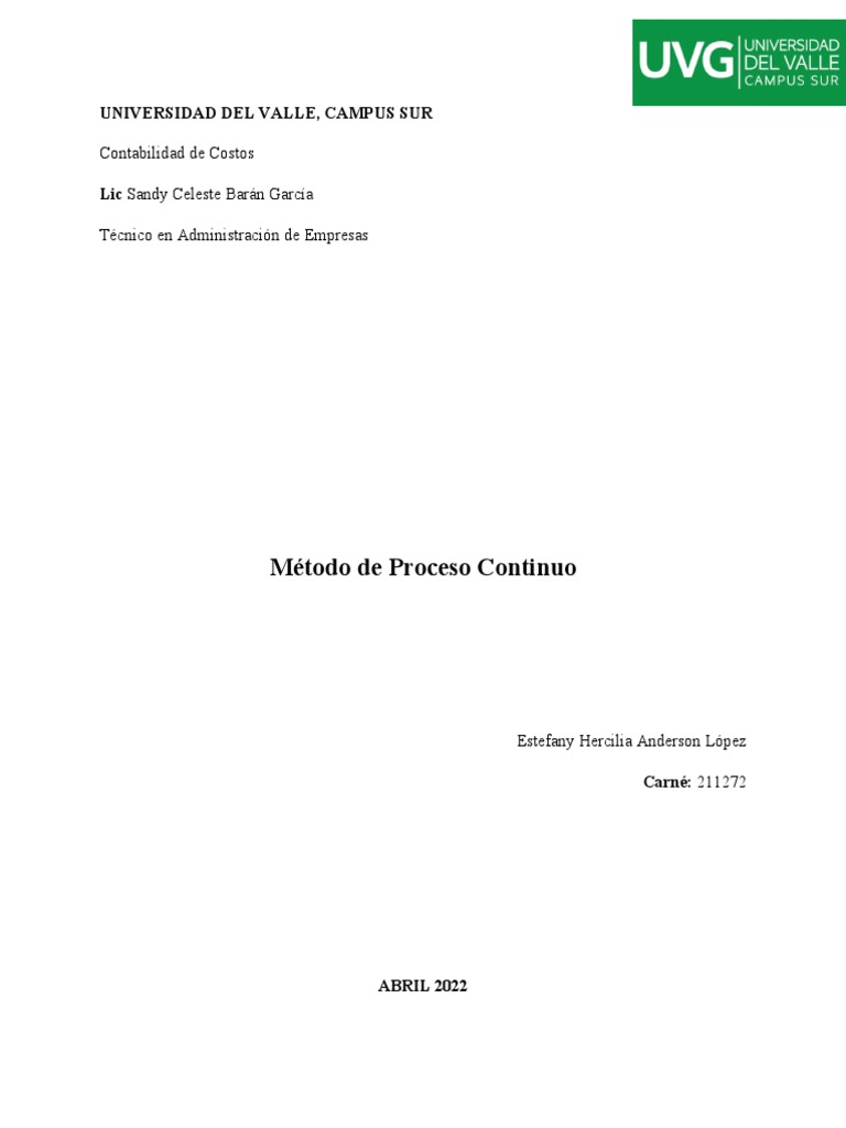 Metodo de Proceso Continuo | PDF