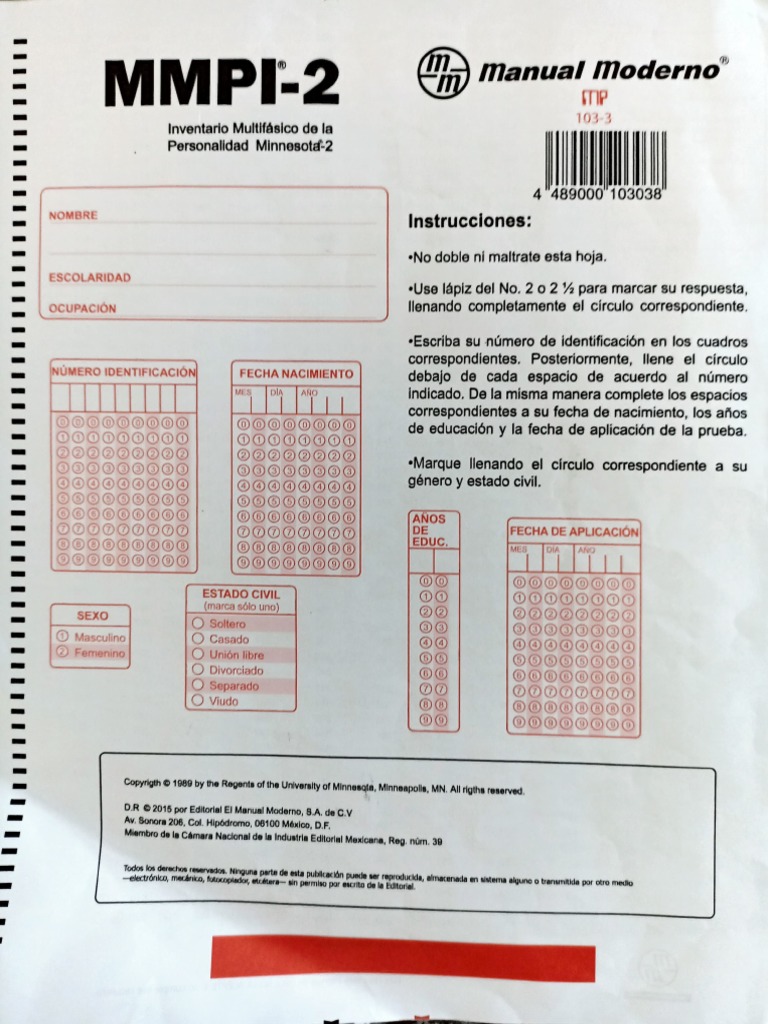 Mmpi-2 Hojas | PDF