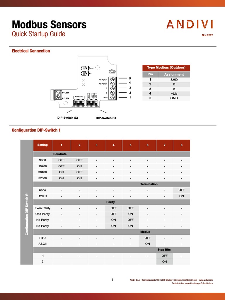 Datasheet Modbus Sensors - Modbis Devices - Andivi - Nov 2022 | PDF