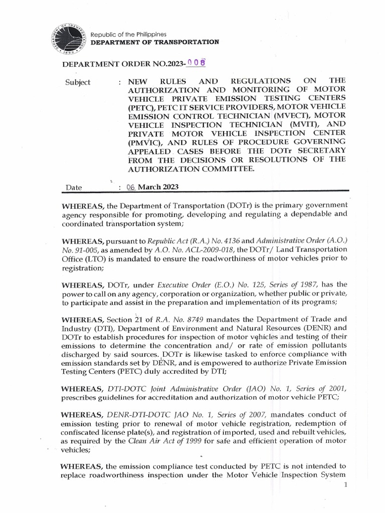 Department Order No. 2023-008 New Rules and Regulations On The ...