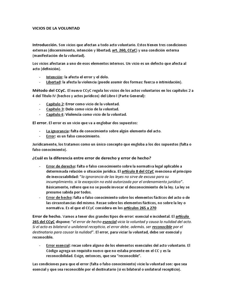 Vicios de La Voluntad | PDF | Intención (Derecho Penal) | Violencia