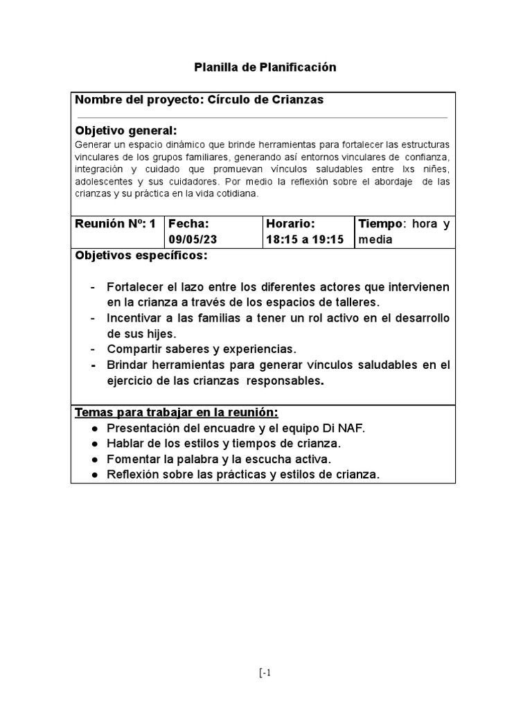 Plantilla de Planificacion de Proyectos y Talleres | PDF