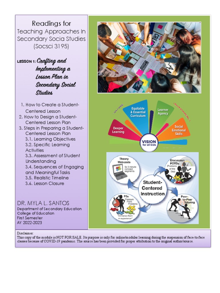 Lesson 3. Crafting and Implementing A Lesson Plan in Secondary Social ...