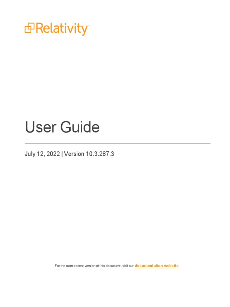 Relativity - User Guide - 10.3 | PDF