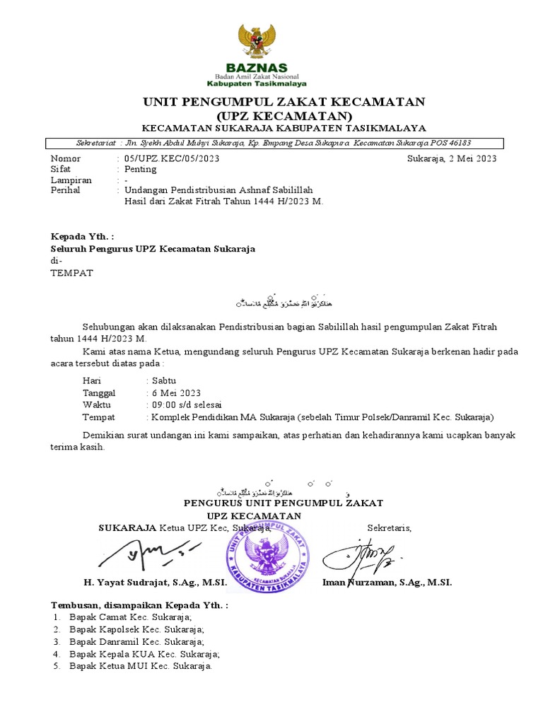 SRT Und Pengurus UPZ | PDF