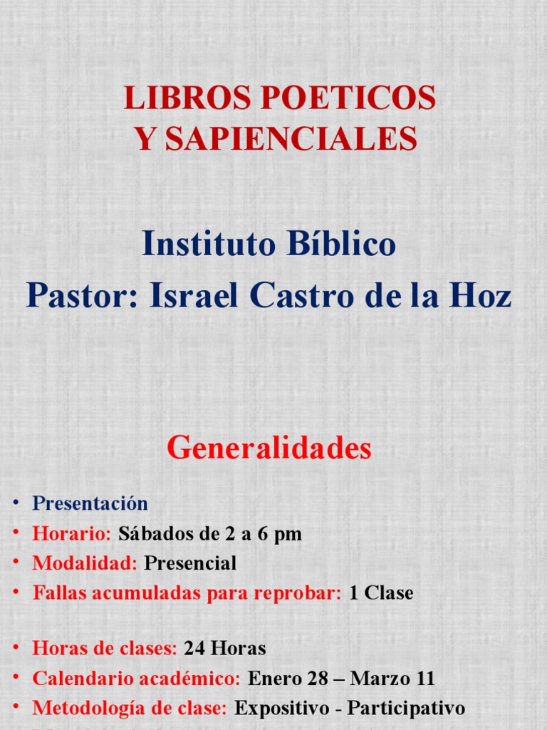 Libros Poeticos - Clase 1 - Introduccion | PDF | Poesía | Salmos