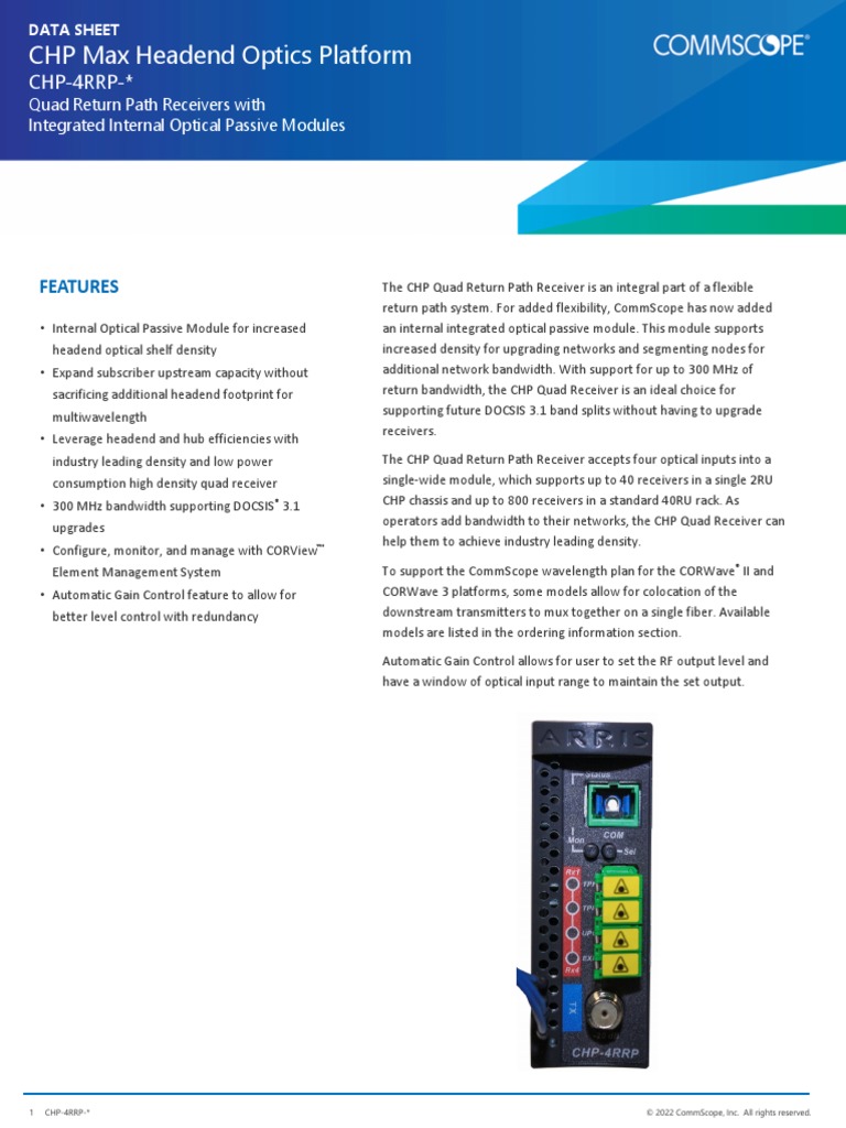 CHP-4RRP - Quad Return Path Receivers With Internal Optical Passive ...