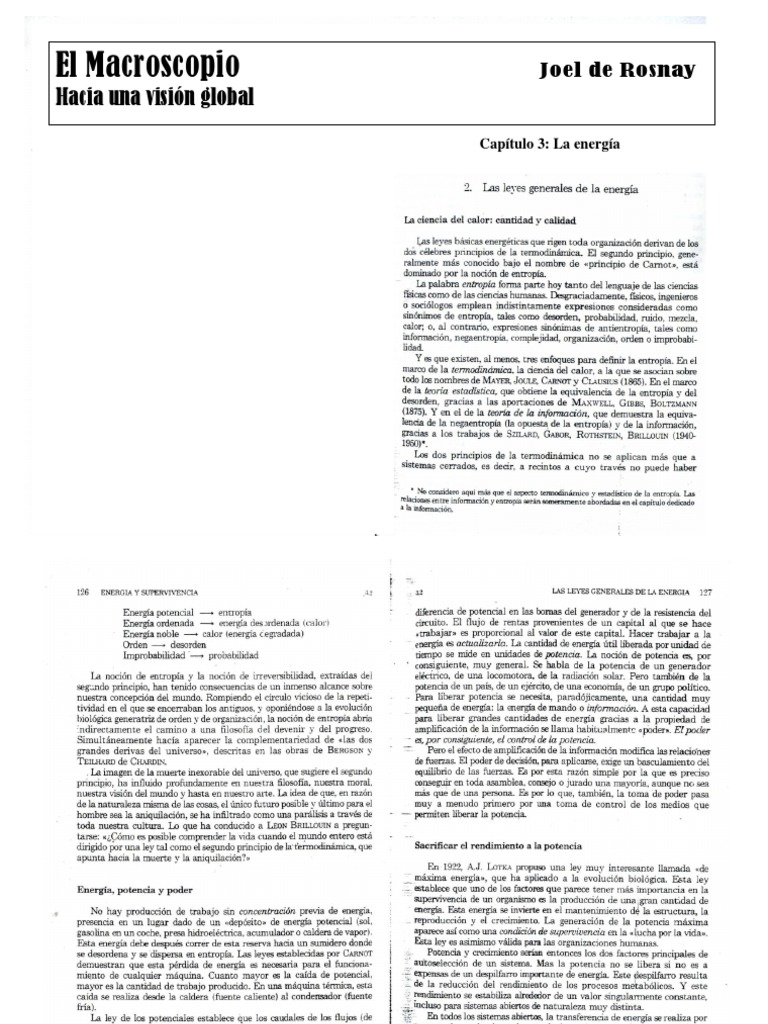 El Macroscopio J.de Rosnay - Cap. 3 Entropía | PDF