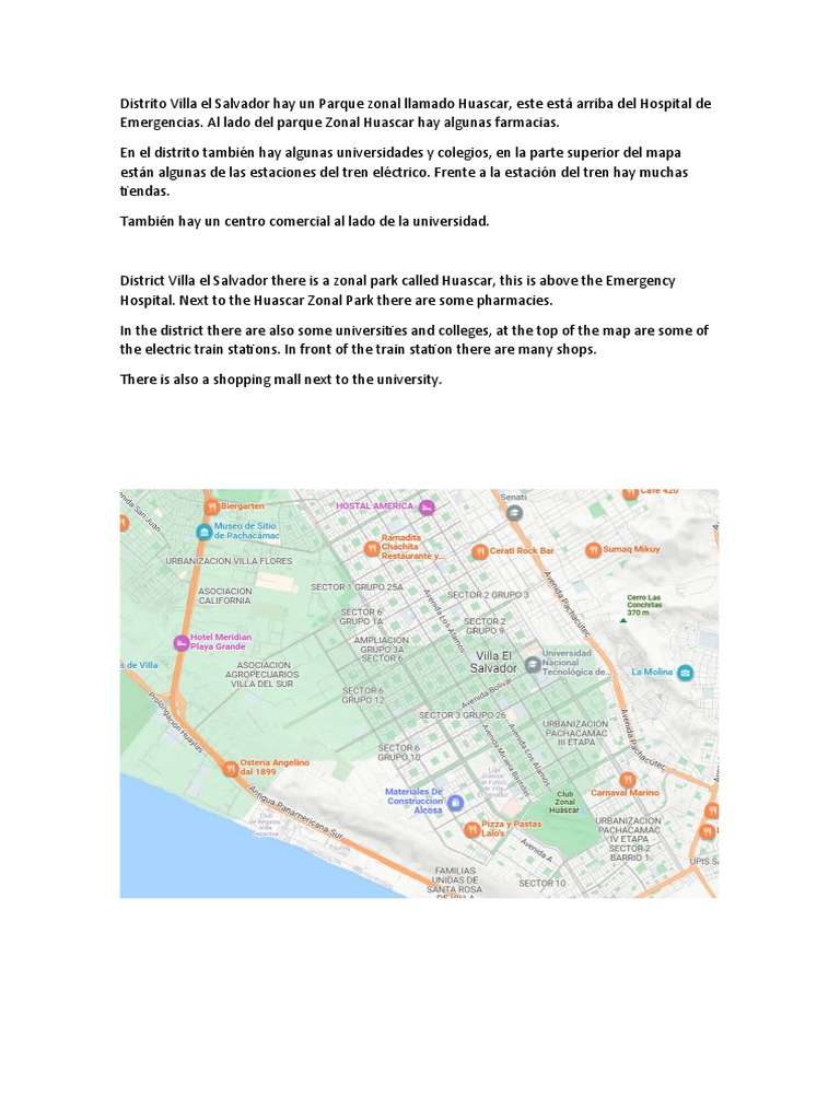Distrito Villa El Salvador Hay Un Parque Zonal Llamado Huascar | PDF