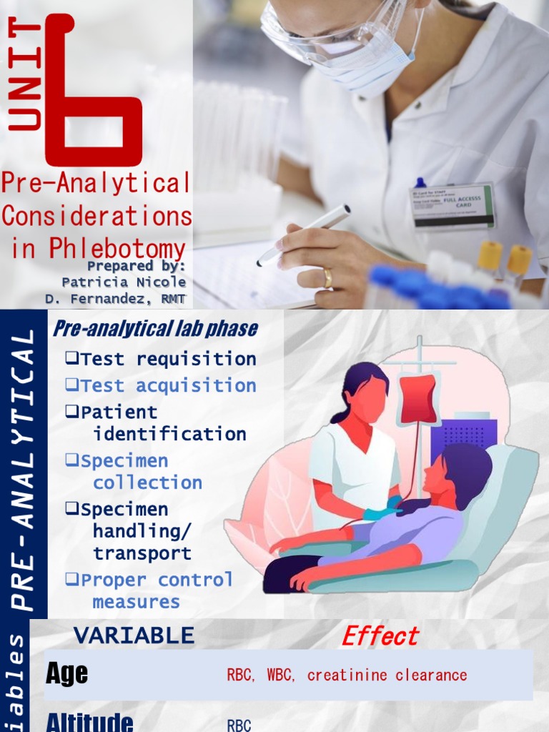 PMLS 2 Unit 6 Pre Analytical Considerations in Phlebotomy | PDF ...