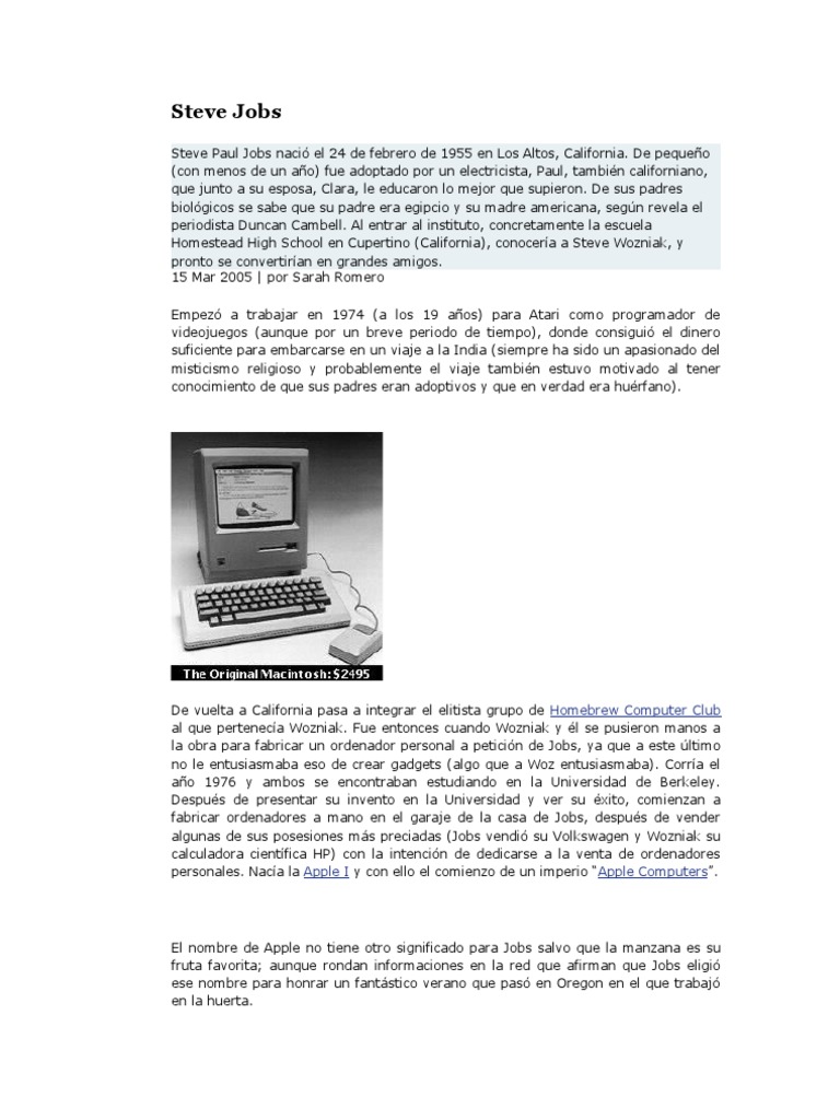 Biografía de Steve Jobs y su legado | PDF | Apple Inc. | Macintosh