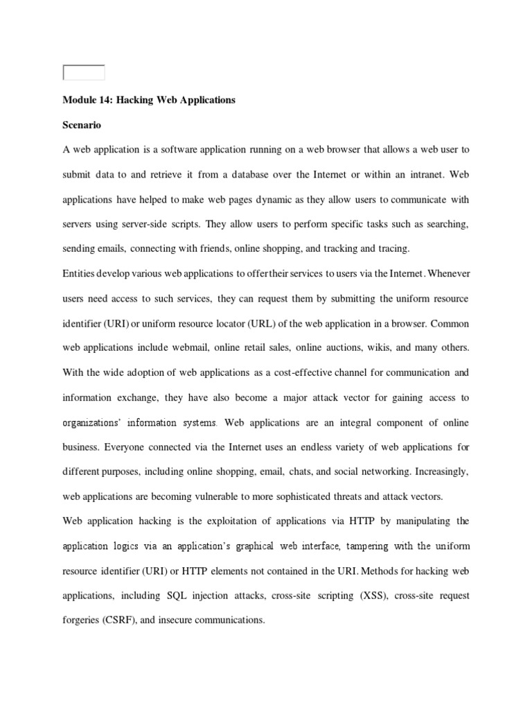 CEHv12 - Module 14 - Hacking Web Applications | PDF | World Wide Web | Internet & Web