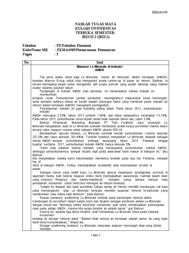 Perencanaan Pemasaran TMK 3 | PDF
