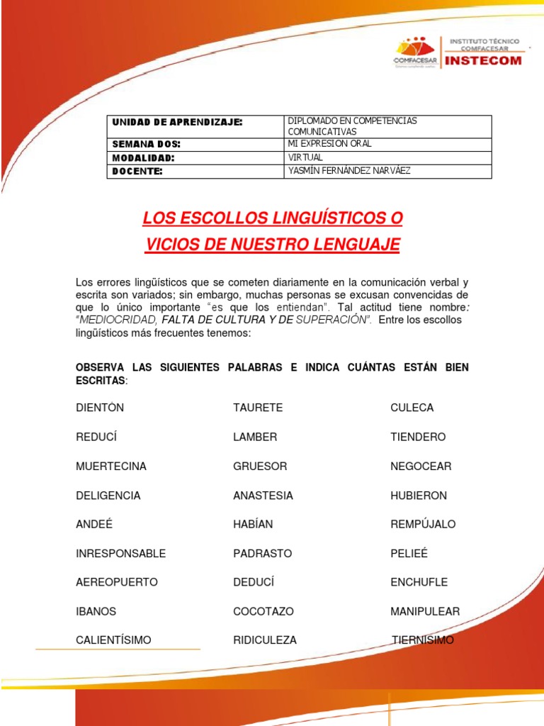 Errores Comunes en el Lenguaje | PDF | Verbo | Lingüística