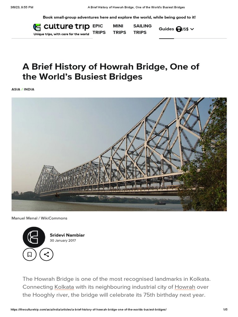 A Brief History of Howrah Bridge, One of The World's Busiest Bridges ...