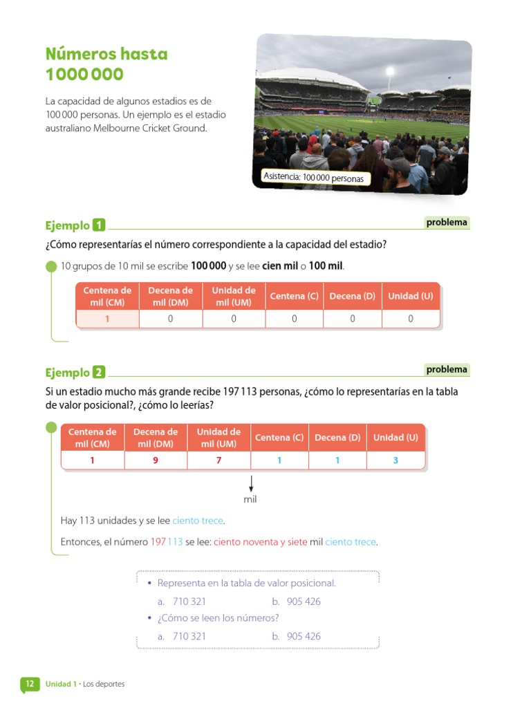 NÚMEROS HASTA EL 1000 MILLONES Y VALOR POSICIONAL | PDF | Notación ...