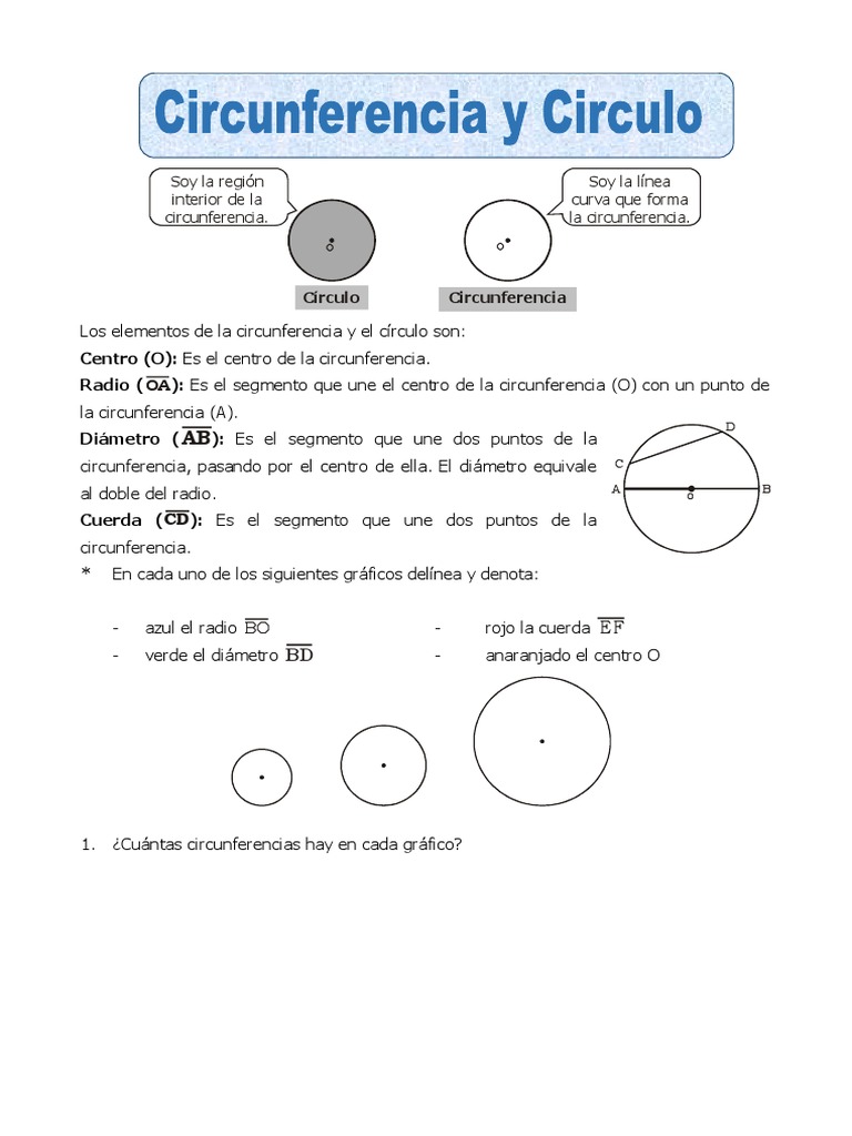 Círculo y Circunferencia: Conceptos Clave | PDF | Diámetro | Radio
