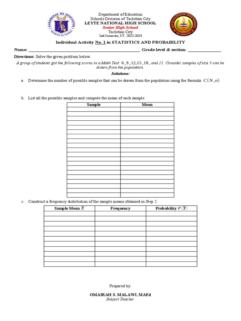 Individual Activity No-3 Statistics-and-Probability | PDF