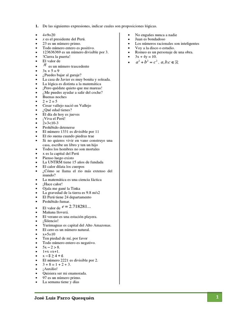 Ejercicios Sobre Formalización y Evaluación Logica Proporcional | PDF