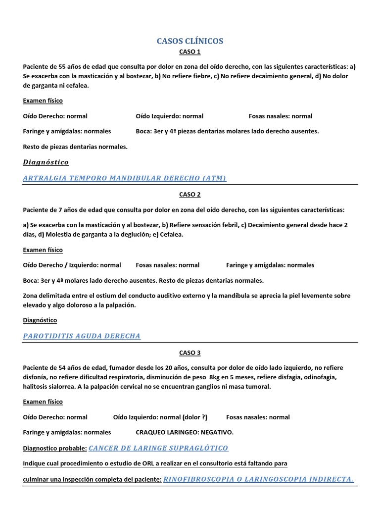 Casos Clínicos Orl 2020 | PDF | Alergia | Tinnitus