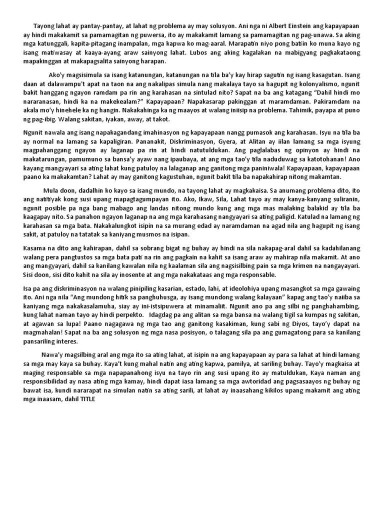 Tayong Lahat Ay Pantay | PDF