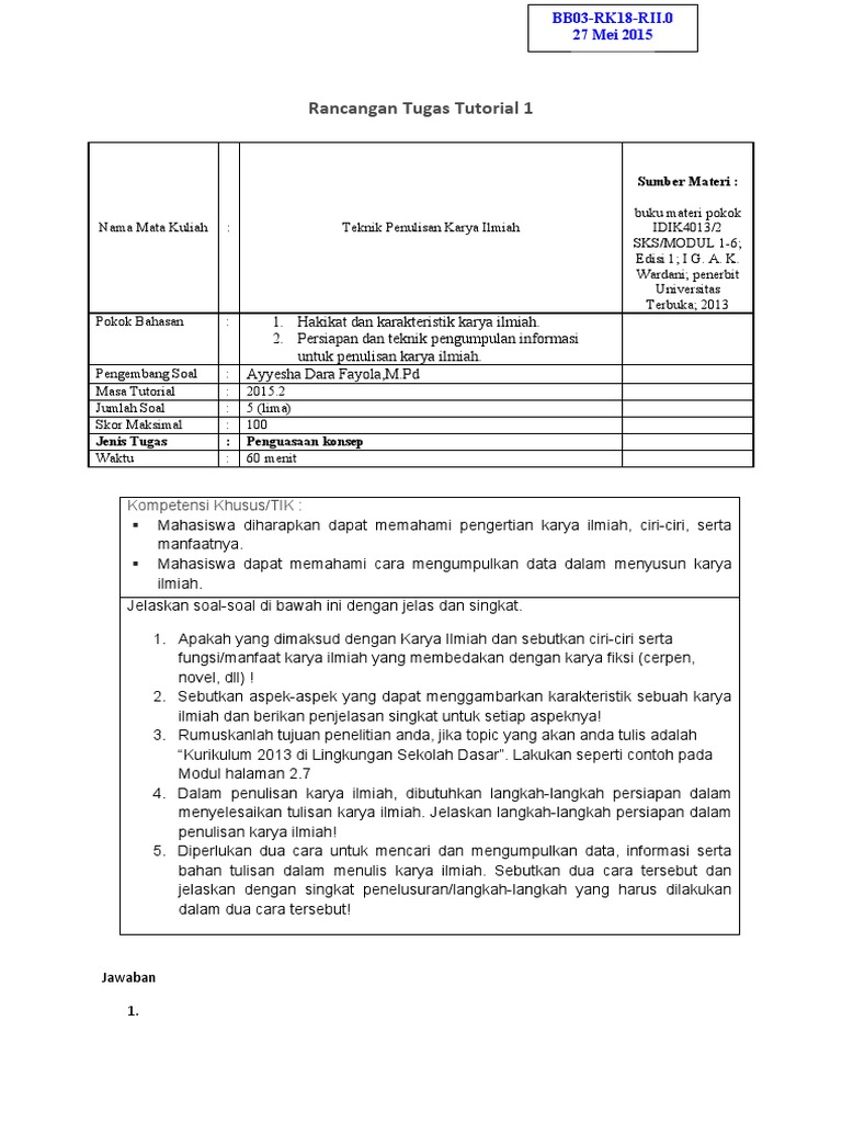 Rancangan Tugas Tutorial 1 | PDF