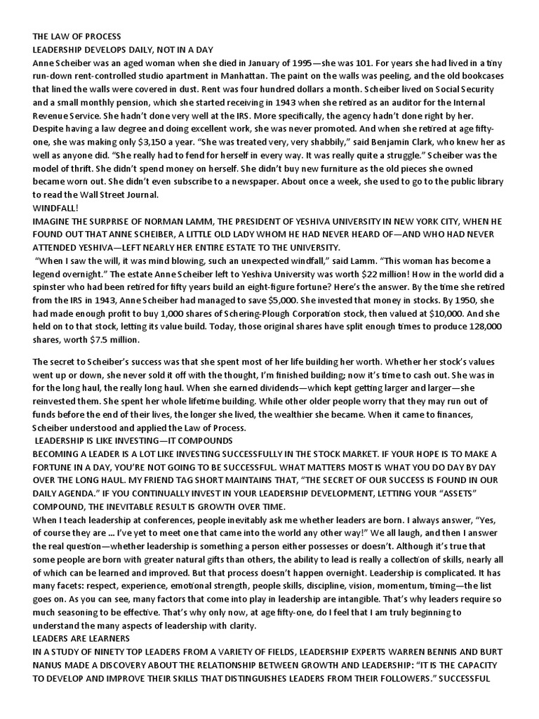 The Law of Process | PDF | Leadership | Stocks