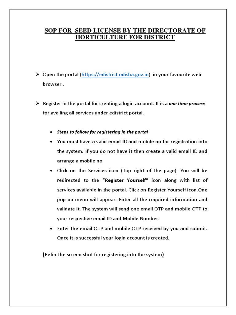 Seed License District Sop | PDF | Online And Offline | Computing