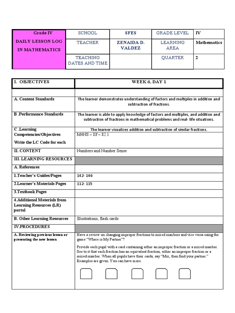 DLP Math IV q2 WK 6 | PDF | Learning | Teachers
