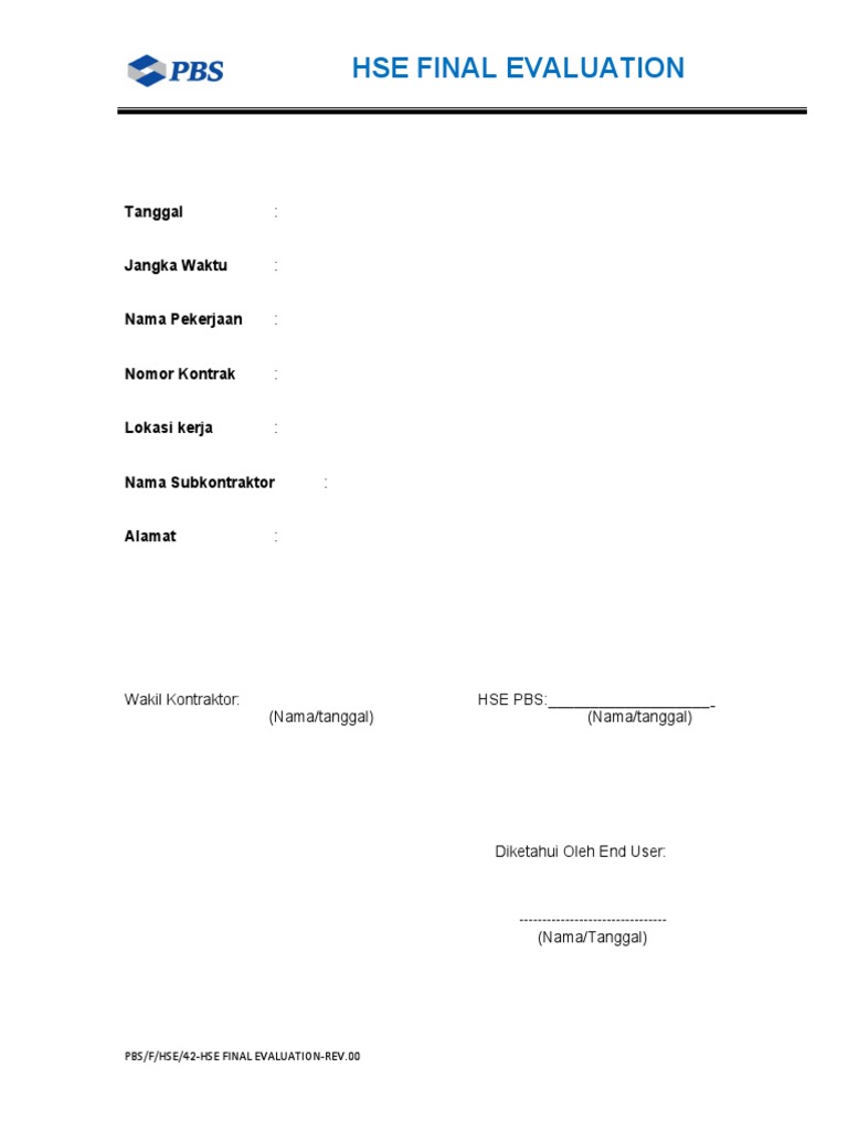 42.hse Final Evaluation-Rev.00 | PDF