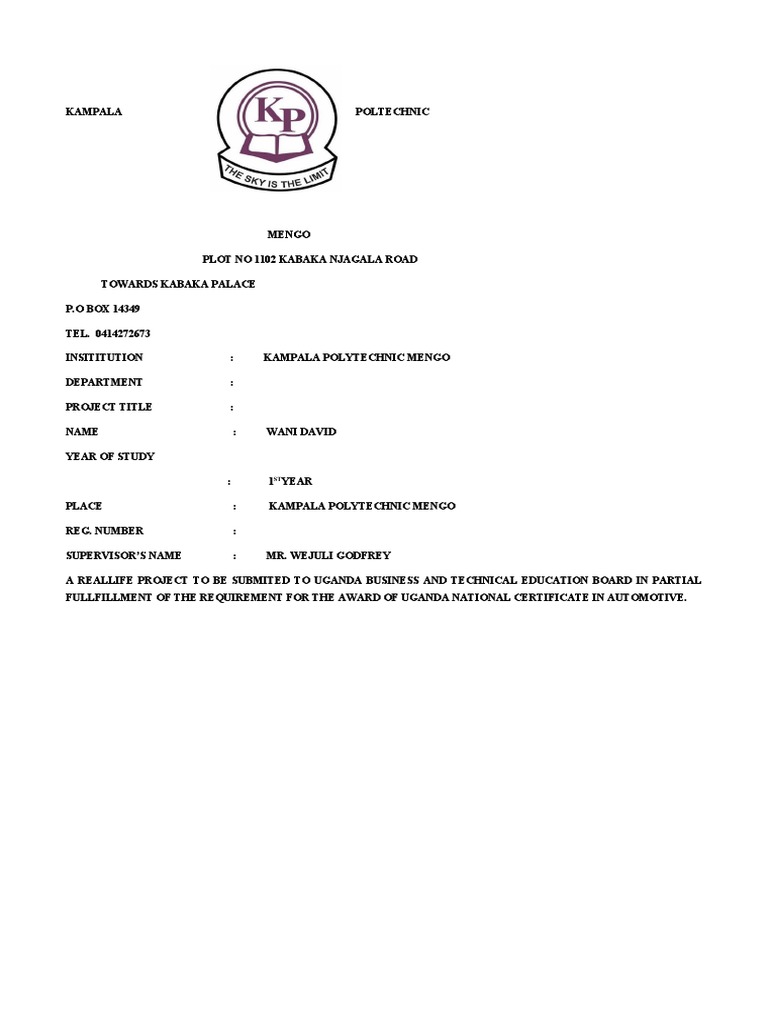 Wani David's Project Report | PDF | Manufactured Goods | Vehicles