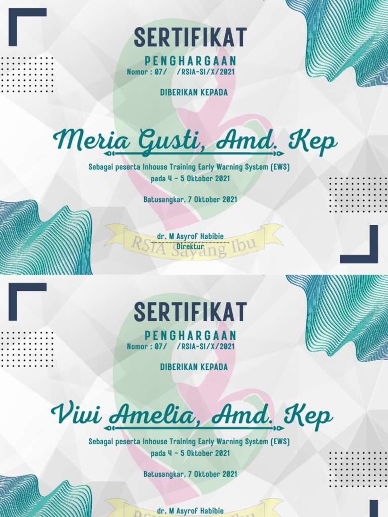 Sertifikat: Meria Gusti, Amd. Kep | PDF