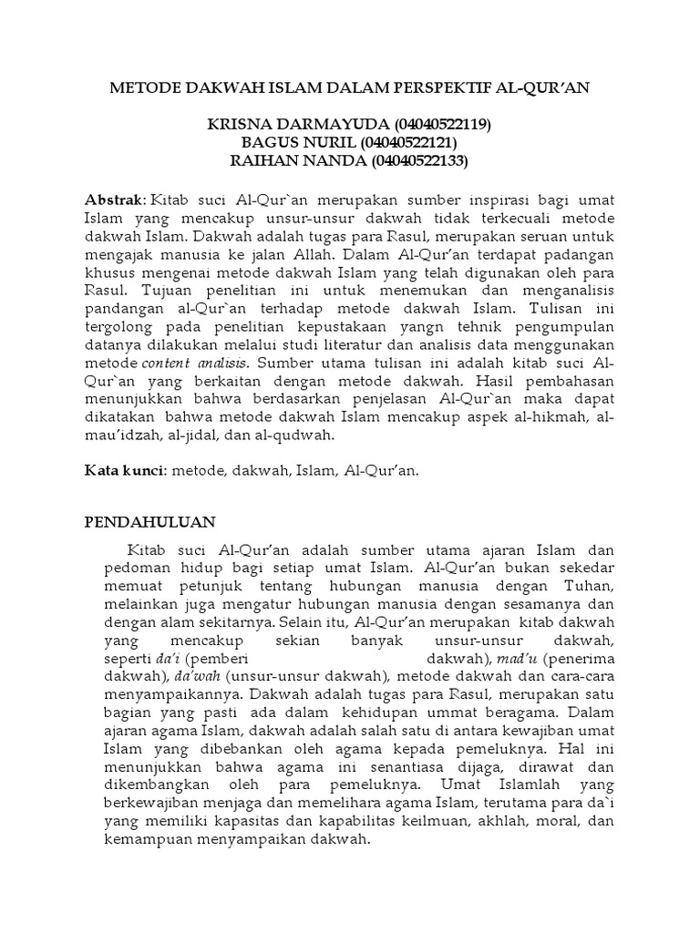 Dakwah Dalam Prespektif Al-qur'An | PDF | Agama & Spiritualitas