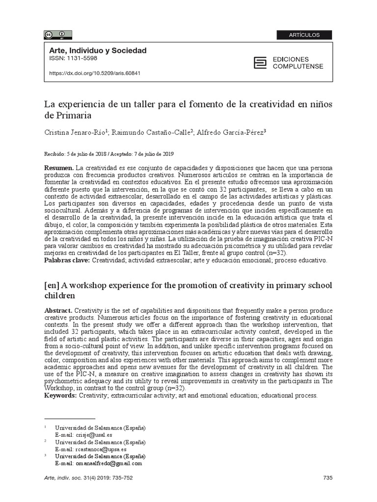 La Experiencia de Un Taller | PDF | Pensamiento | Validez (Estadísticas)