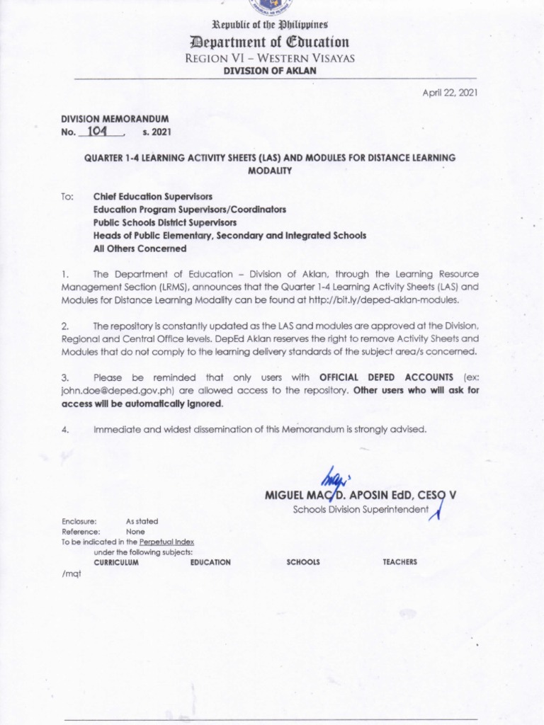 Quarter 1 4 Learning Activity Sheets Las and Mod 04242021145016 | PDF