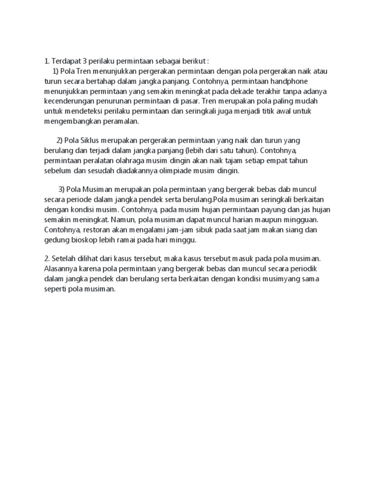Pola Permintaan: Tren, Siklus, Musiman | PDF | Pengelolaan Keuangan & Uang