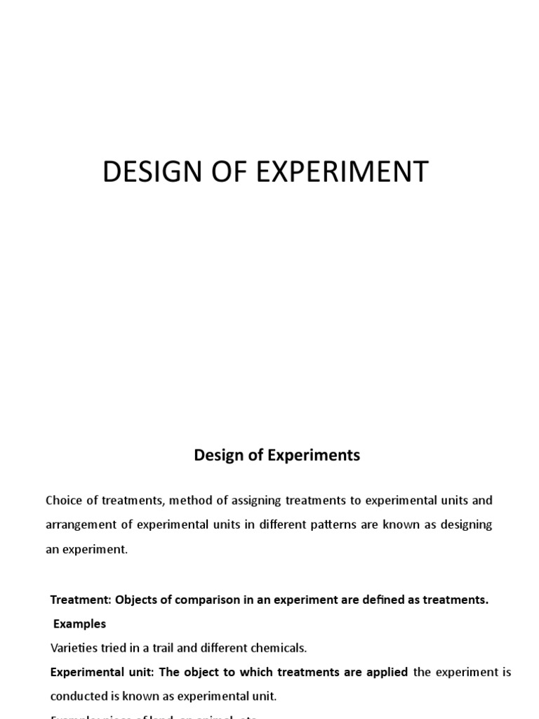 Design Of Experiment PDF Experiment Design Of Experiments