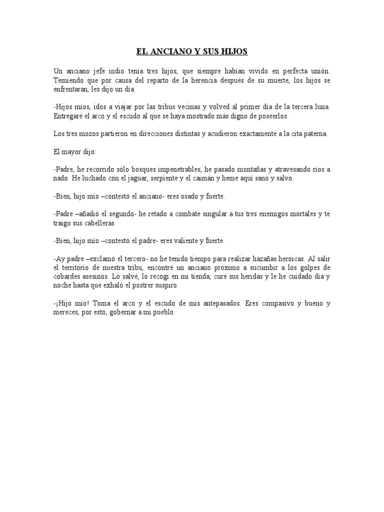 El anciano y sus tres hijos | PDF | Religión y espiritualidad | Poesía