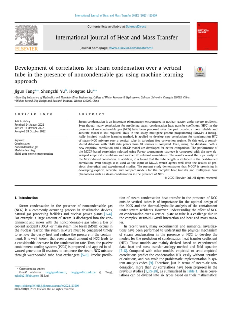 (2023) Development of Correlations For Steam Condensation Over A ...