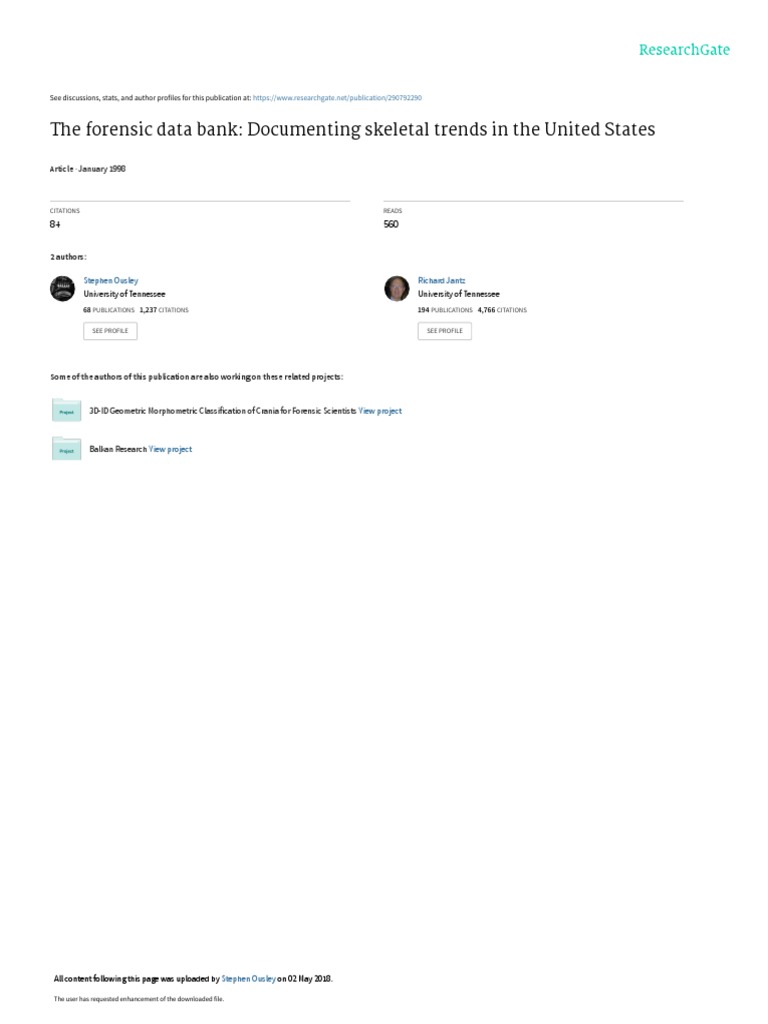 The Forensic Data Bank - Documenting Skeletal Trends in The USA | PDF ...