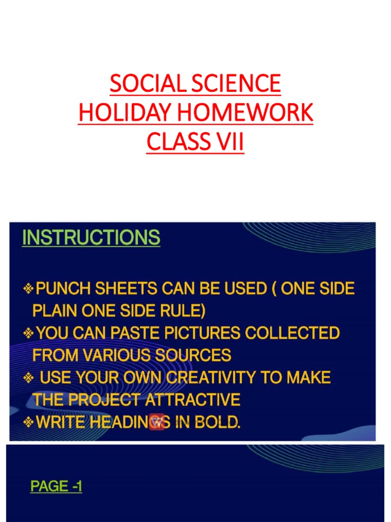 Cls 7 Holiday Homework SSC | PDF