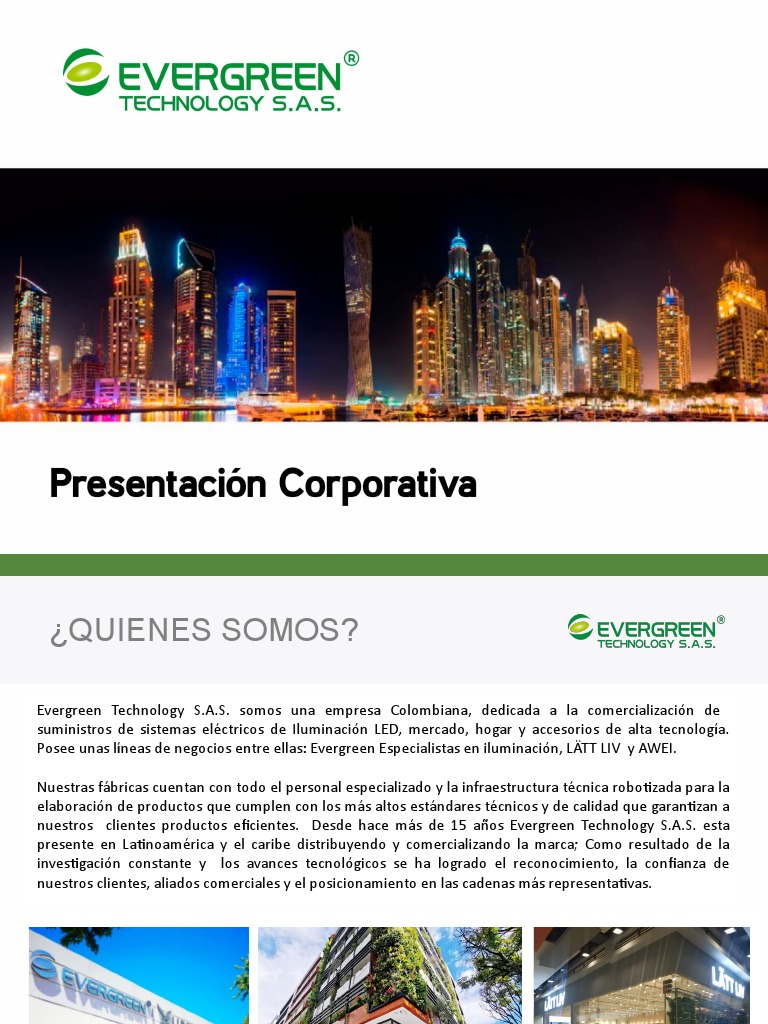 PRESENTACION EVERGREEN global 2021 | PDF | Diodo emisor de luz | Marca