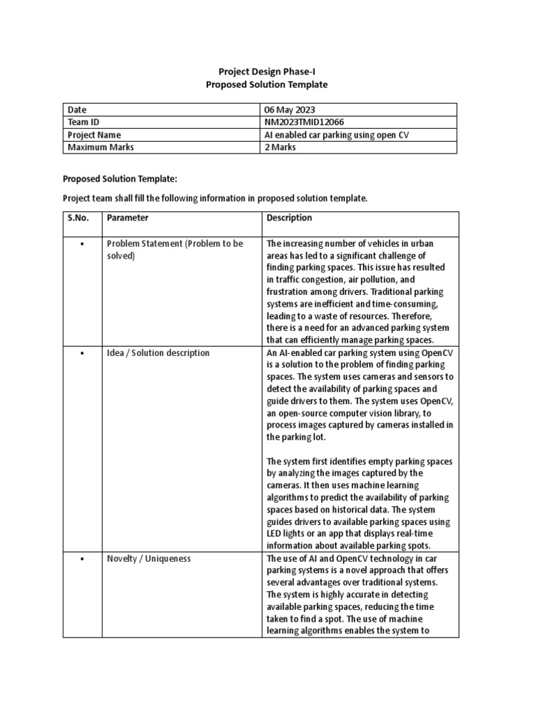 Proposed Solution Template | PDF