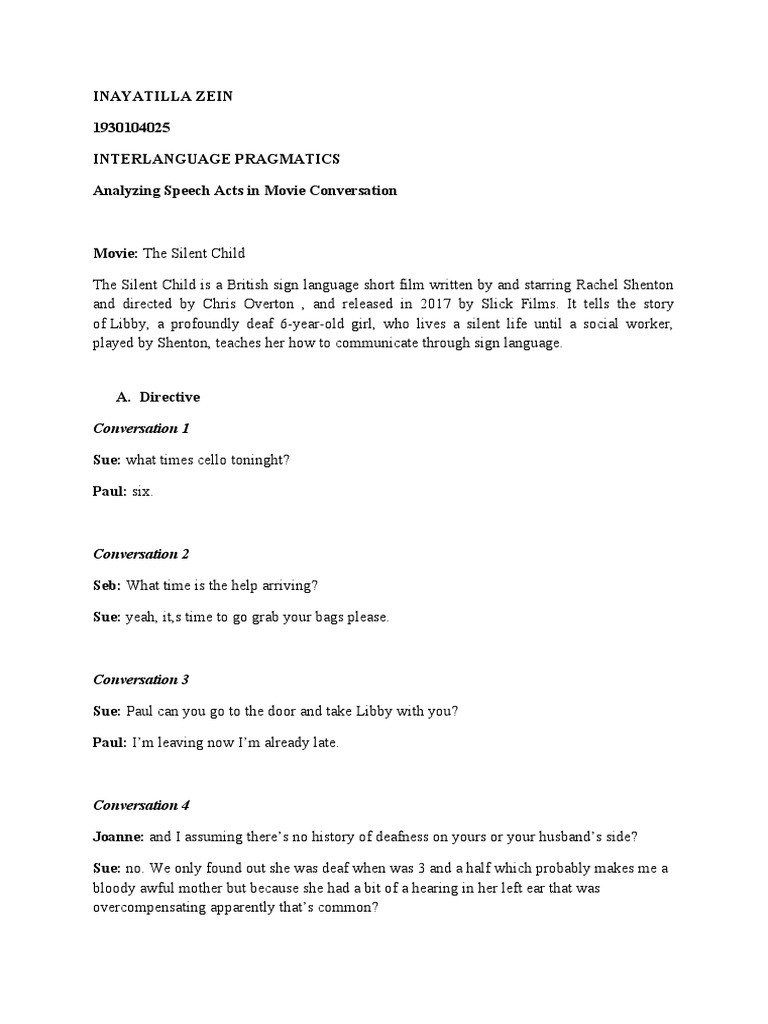 Analyzing Speech Acts in Movie Conversation | PDF | Human Communication