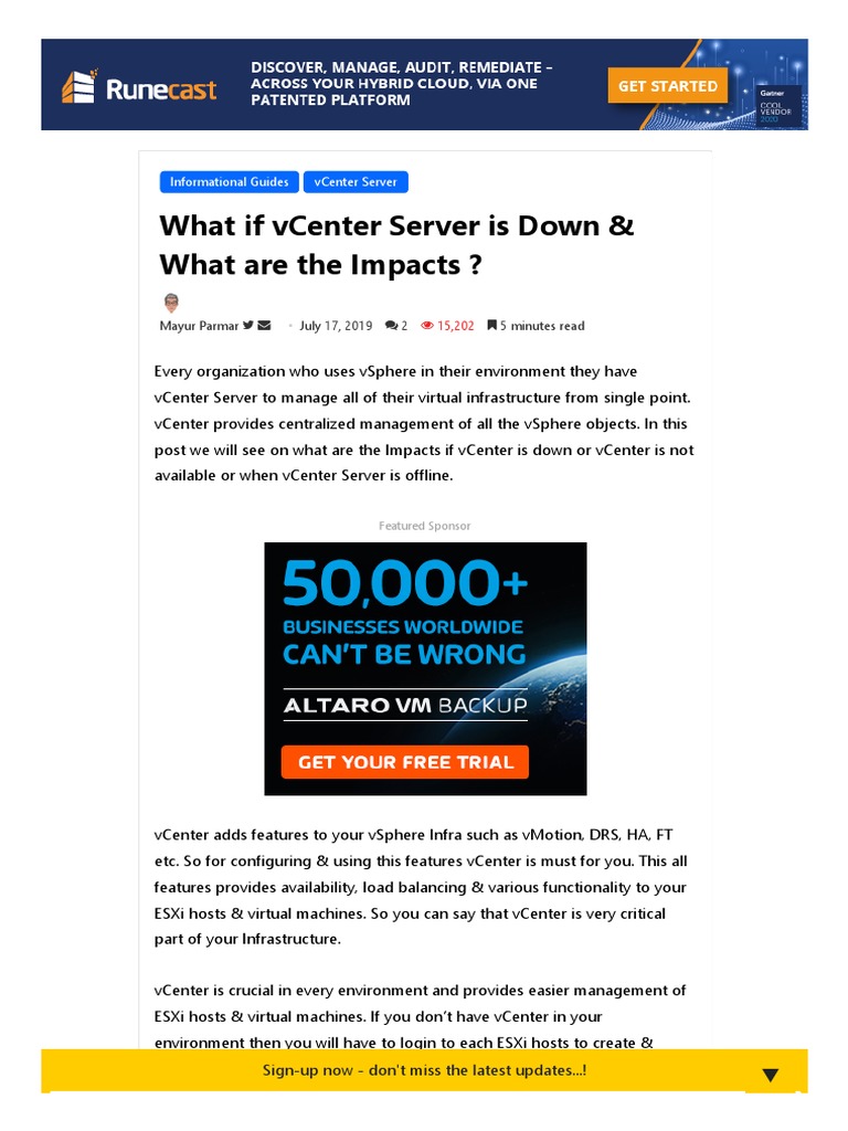 What If Vcenter Is Down & Impacts - Mastering VMware | PDF | Virtual ...