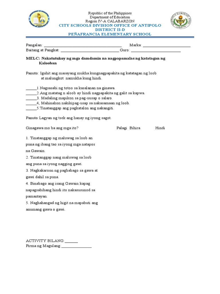 ESP Activity Sheet 3 | PDF